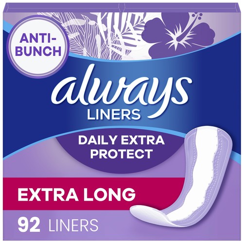 Always Daily Extra Protect Panty Liners, Extra Long Length, Unscented ...