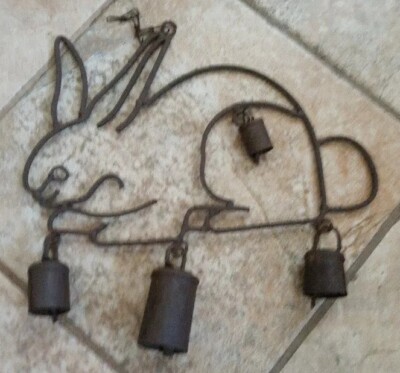 Vintage WIND CHIME Handmade Metal Cow Bells farmhouse Rabbit | eBay