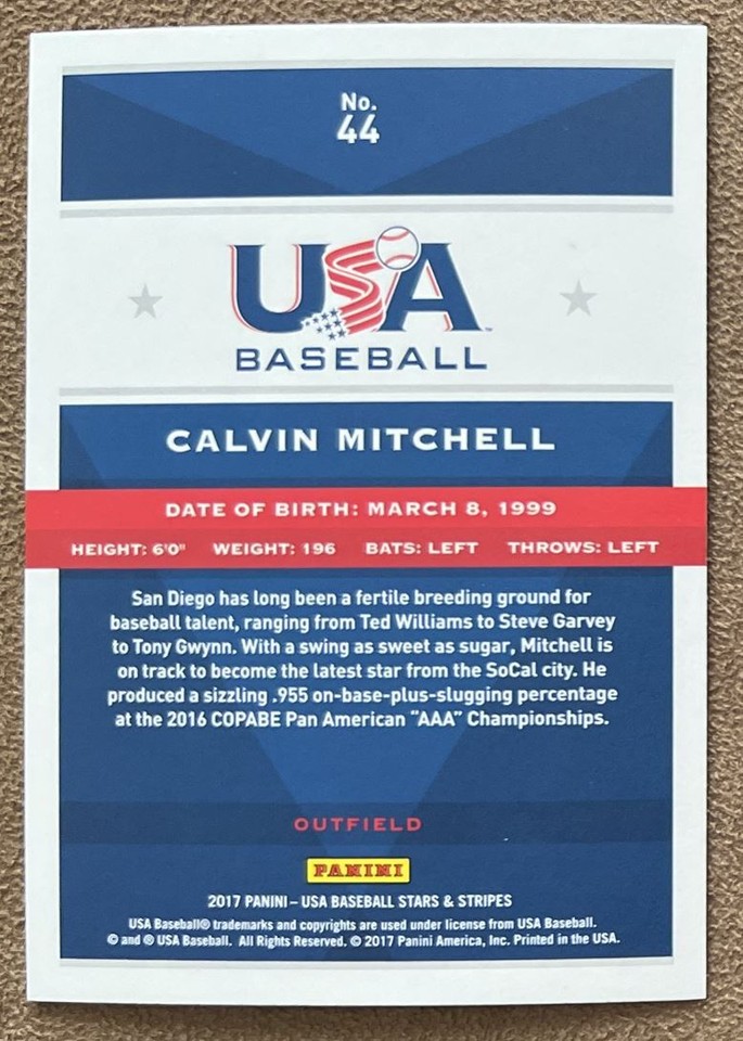 2017 Panini Stars & Stripes Longevity Calvin Mitchell Rookie #44 Team ...