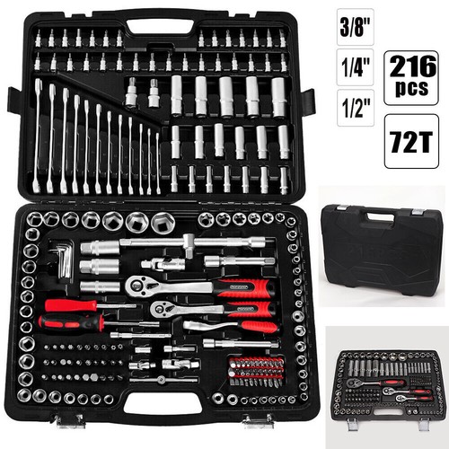 216 Piece Professional Socket Set - 1/2" 3/8" 1/2" DR / Spanners / Torx ...
