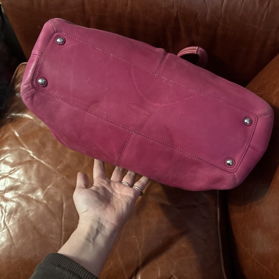 Coach Soho Large Raspberry Pink Leather Pleated Satchel Tote Handbag ...
