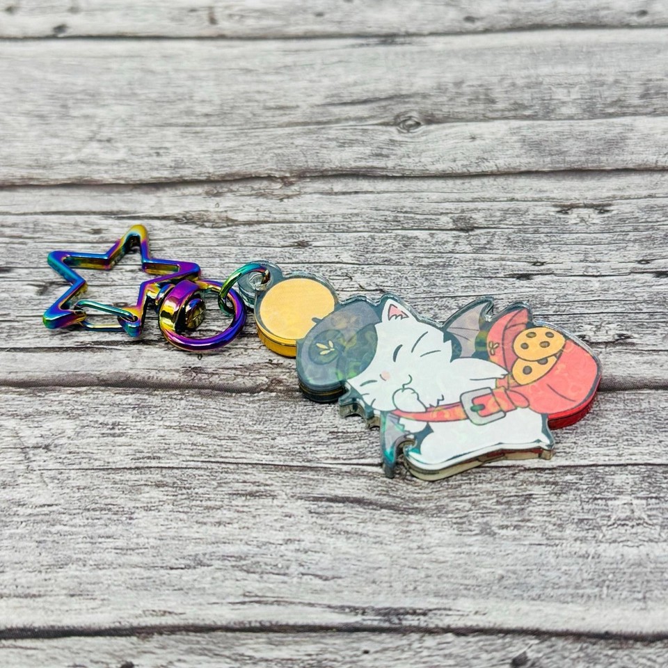 Final Fantasy Cookie Delivery Moogle Kawaii Holographic Keychain New | eBay