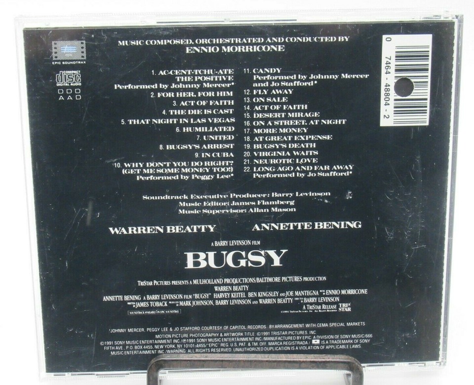 BUGSY - ORIGINAL MOTION PICTURE SOUNDTRACK MUSIC CD, 22 TRACKS, ENNIO ...