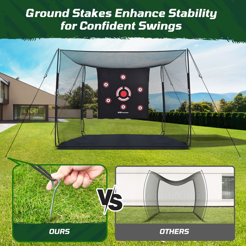 Heavy-Duty Golf Hitting Cage 10x8x6ft Large Golf Practice Net w/Target ...