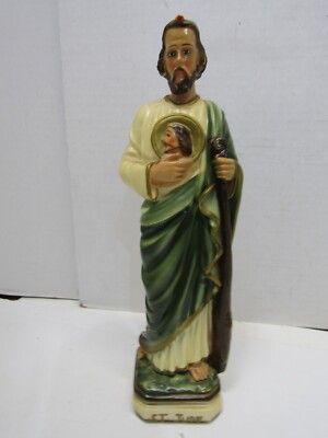 OLD RELIGIOUS CHALKWARE ST. JUDE STATUE ITALY NICE | eBay