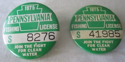 Original Vtg Green 1975 Pennsylvania Resident Fishing License Button ...