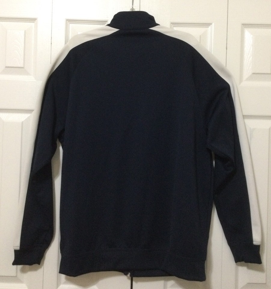 NWT 2005 Nike Mens XL Track Jacket NAVY BLUE White Swoosh Full Zip Mock ...