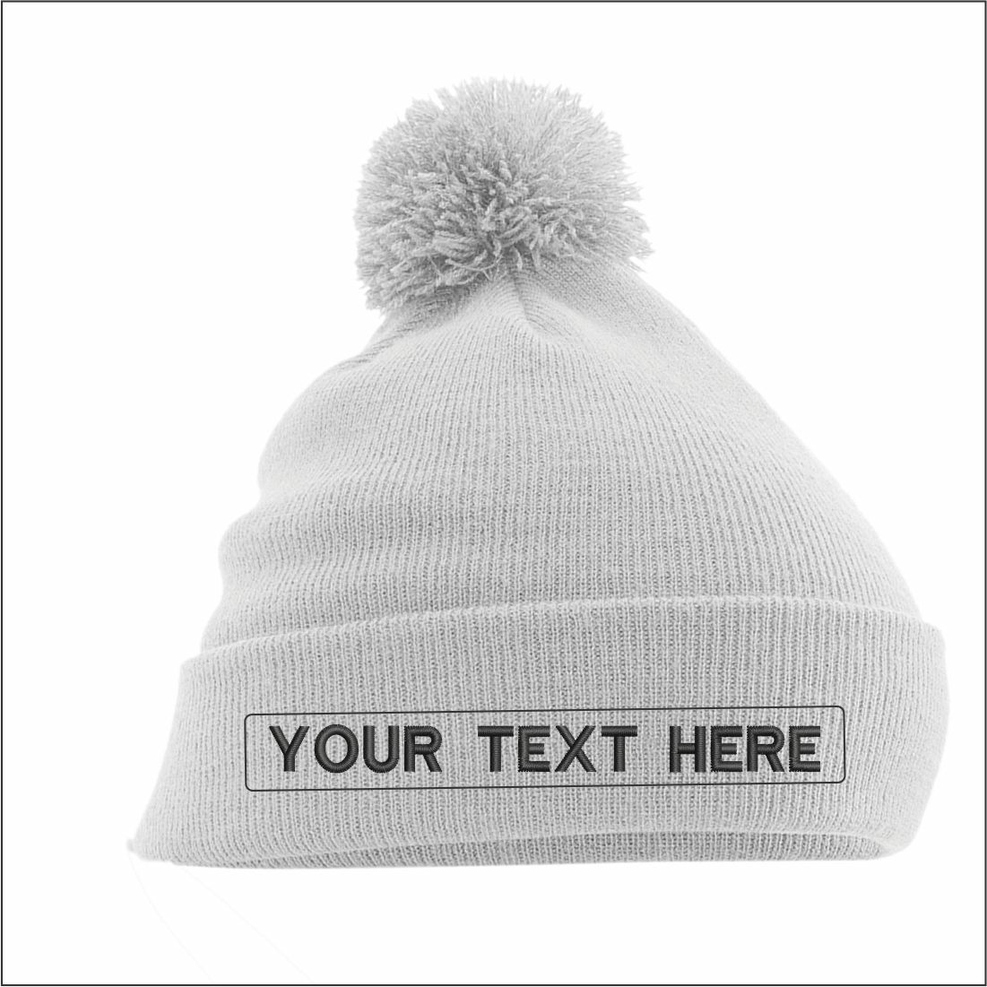 Personalised Pom Pom Beanies Custom Text Workwear Embroidered Bobble ...