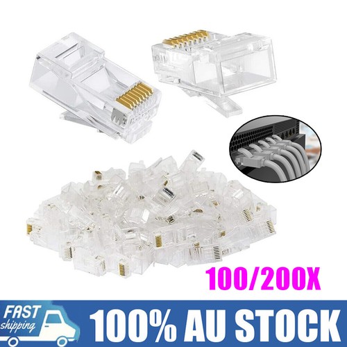 100/200PCS RJ45 CAT6 CAT6e Connector Modular Plug Network Ethernet ...