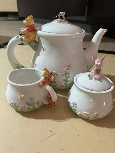 Disney Winnie the Pooh Tea Pot set Tigger Piglet Unused Good Condition ...