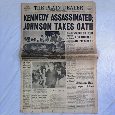 JFK Assassination Newspaper The Plain Dealer Nov 23 1963 Johnson Takes ...