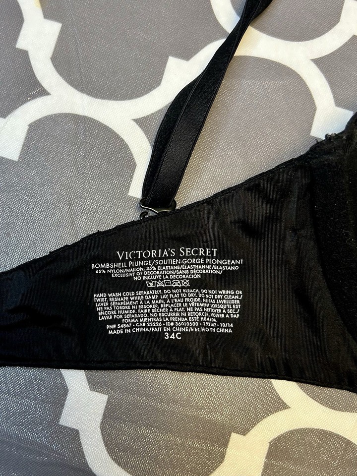 Victoria's Secret Bombshell Plunge Push Up Bra 34C Women's Black ...