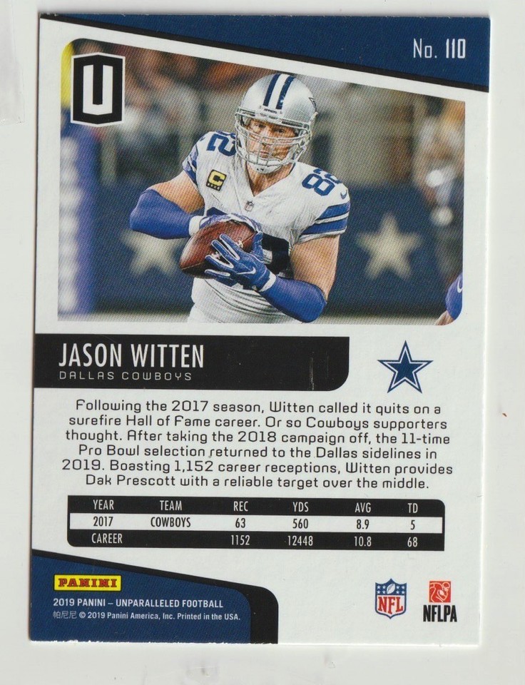 Dallas Cowboys Jason Witten 110 Football Sports Trading Card TCG | eBay