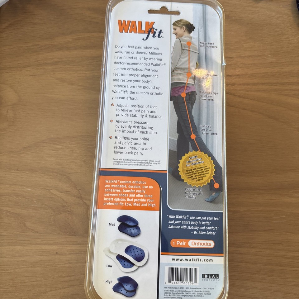 WalkFit Blue Orthotic Insoles Inserts Mens 9-9.5 & Womens 10-10.5 NEW ...