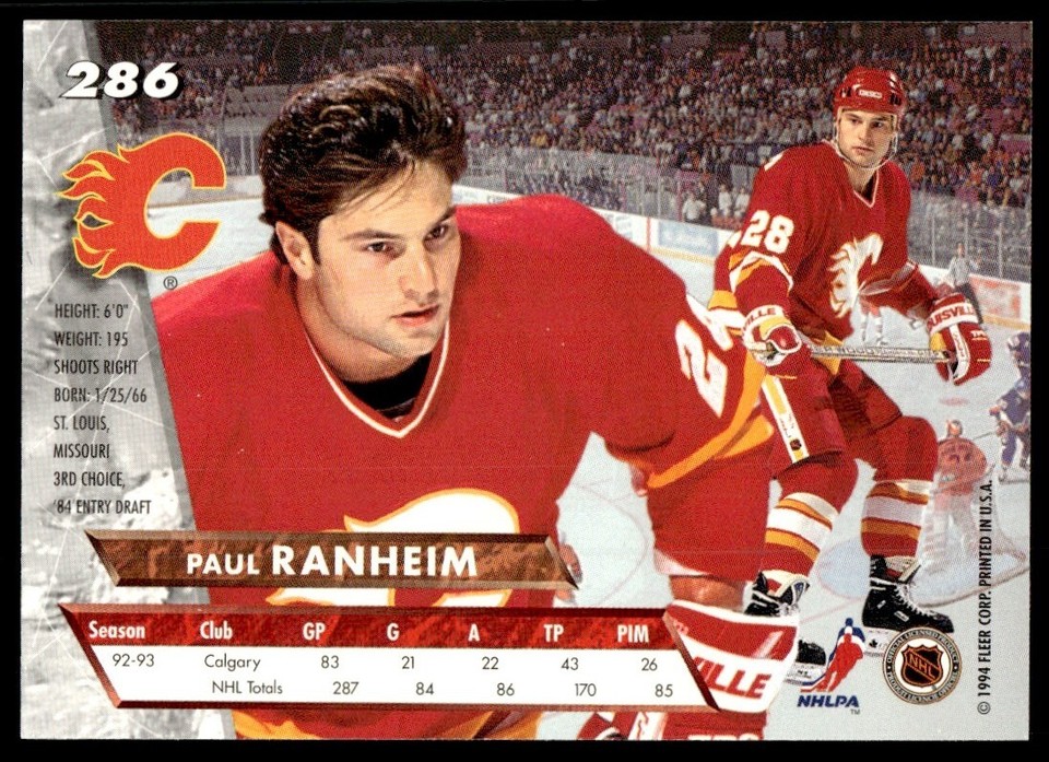 1993-94 Ultra Paul Ranheim Calgary Flames #286 | eBay