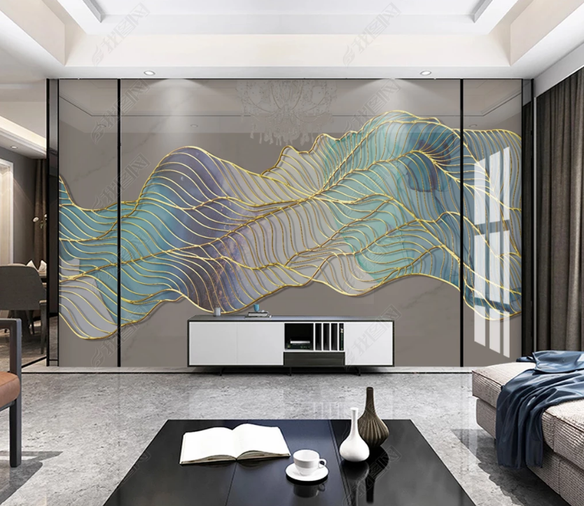 3D Abstract Geometry Relief Line Self-adhesive Removeable Wallpaper ...