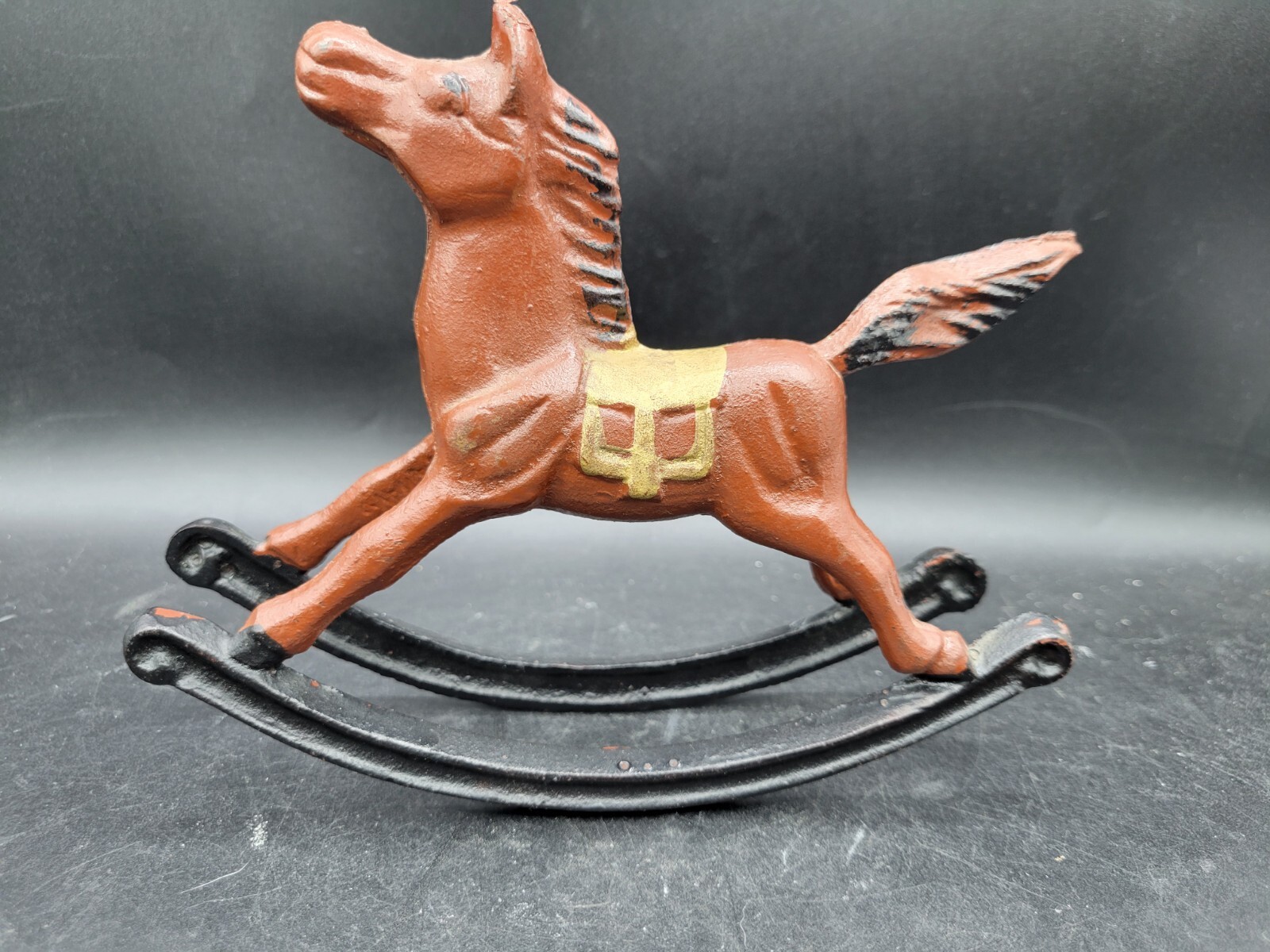 Vintage Cast Iron Metal Rocking Horse Unique Nursery or Kids Room Decor ...