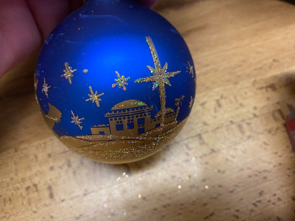 Vintage NATIVITY CHRISTMAS ORNAMENT Glass Jesus Mary Joseph 3 Wise Men ...