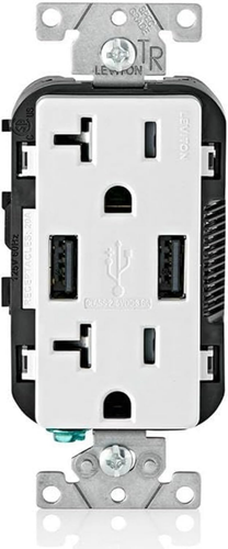 T5832-W Type-A USB In-Wall Charger with 20A Tamper-Resistant Outlet ...