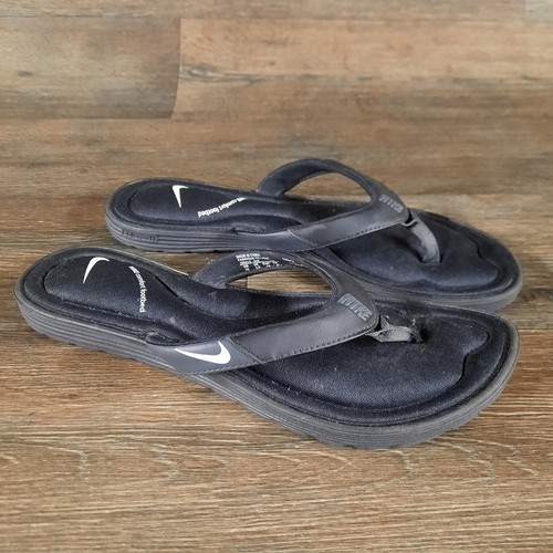 Nike Women's Solarsoft Sandals Size 10 Black Comfort Thong Flip Flops ...