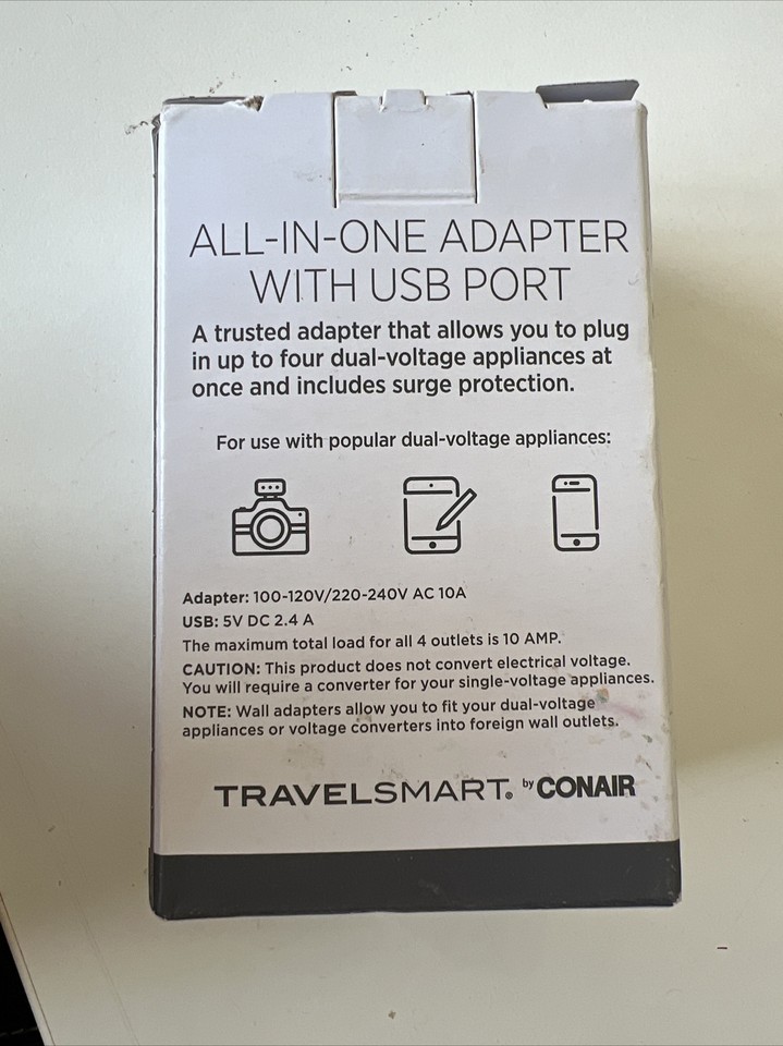 Travel Smart by Conair All-in-One Adapter with USB Port - NEW ...