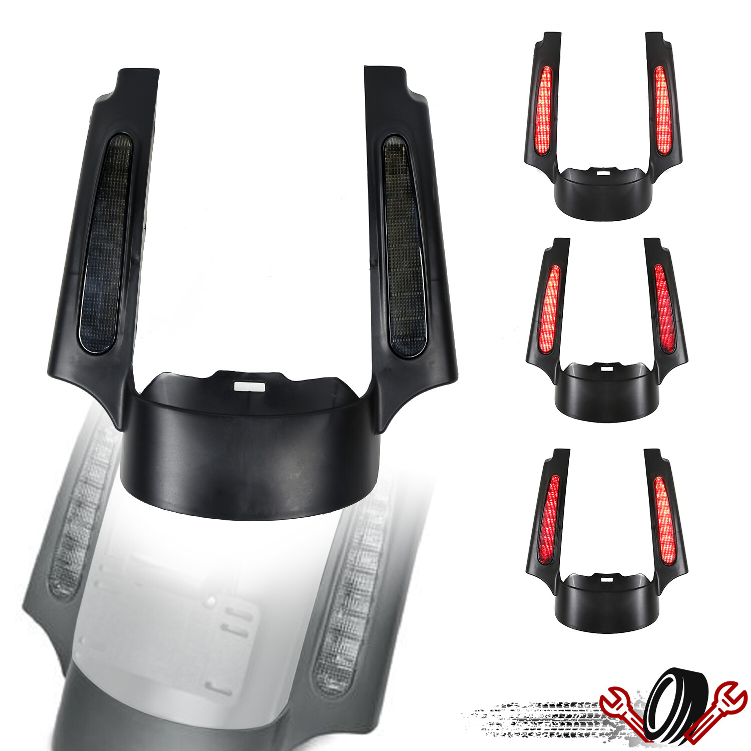 Smoke Lens Rear Fender Extension Fascia LED Light For Harley Touring ...