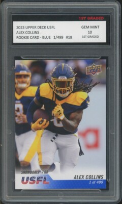 ALEX COLLINS 2023 UPPER DECK USFL 1ST GRADED 10 ROOKIE CARD BLUE ...