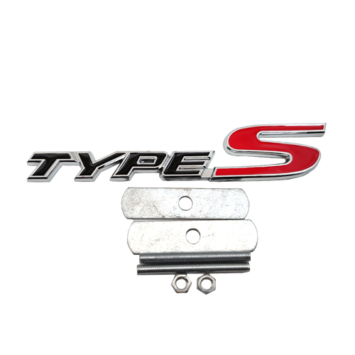 Metal Front Grille Black & Red Type-S Emblem Turbo Sport Auto Badge ...