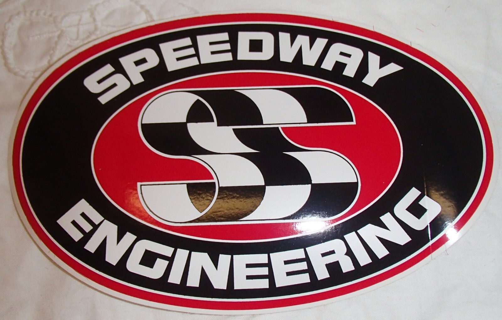 Speedway Engineering Red/Black Oval Auto Racing Sticker/Decal 8" x 5 ...