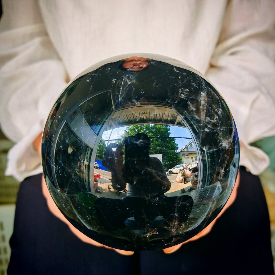 5.83LB Polishing and Restoration of Natural Black Crystal Balls 2650g ...
