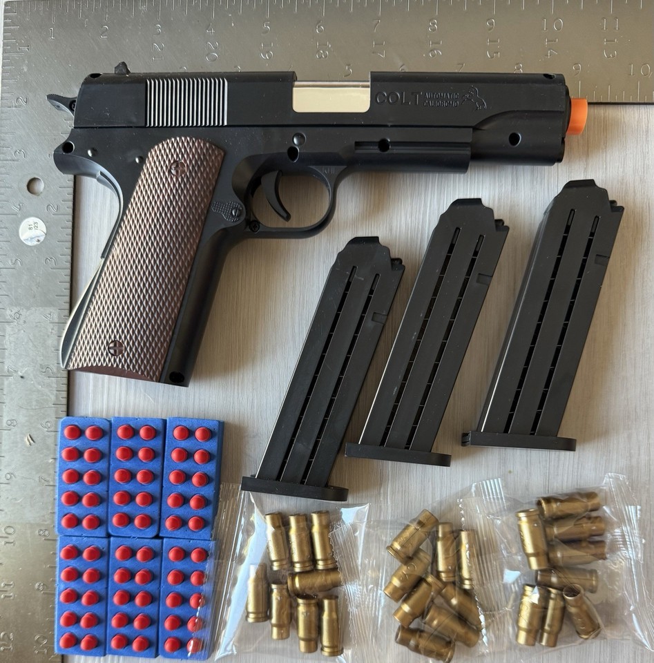 Realistic Toy Gun Colt 1911 Shell Ejecting EVA Foam Blaster Pistol 3 ...