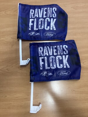 4 Baltimore Ravens Flock Car / Auto Window Flag Ford Sponsored New In ...