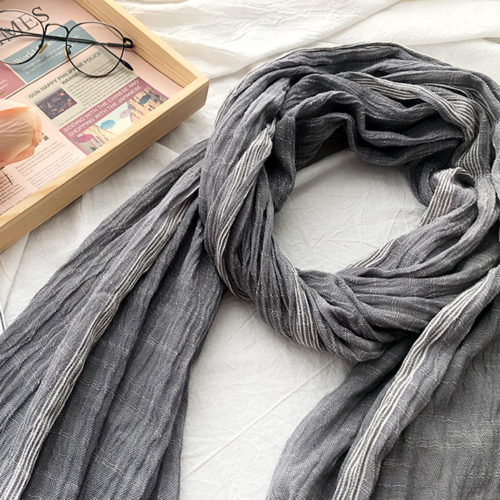 190cm Pashmina Neckerchief Striped Cotton Scarves Fashion Linen Scarf ...