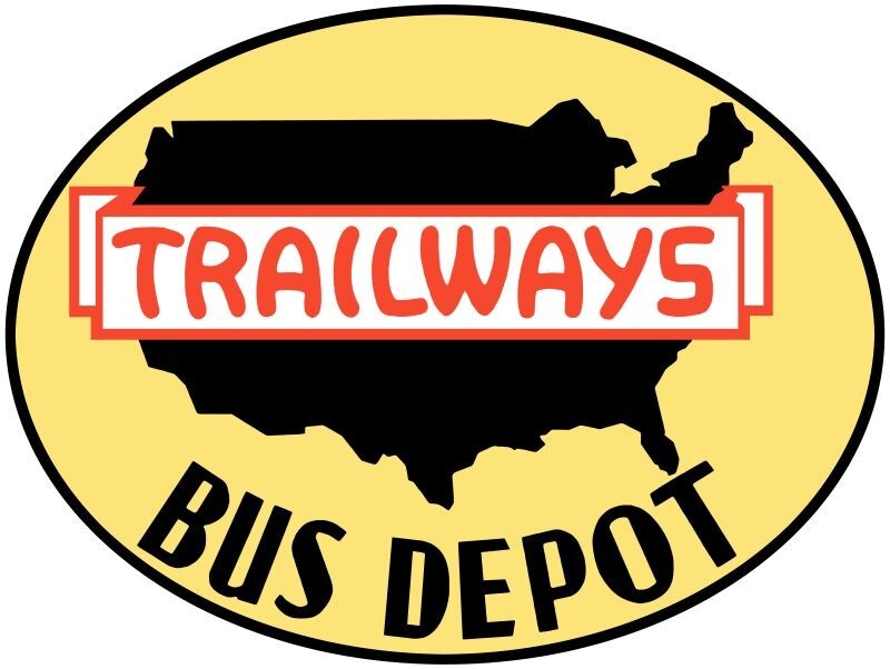 Trailways Bus Depot NEW Sign: 40" Wide Oval Shaped Diecut USA STEEL XL ...