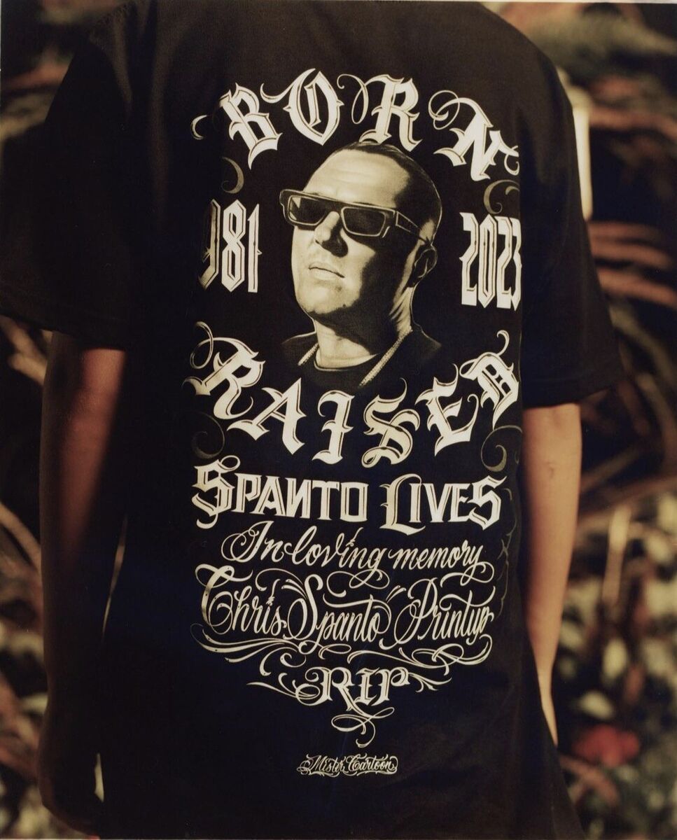 BORNxRAISED*SPANTO LIVES*COLLAB W/MISTER CARTOON*XL S/S T BORNxRAISED*SPANTO LIVES*COLLAB W/MISTER CARTOON*XL S/S T