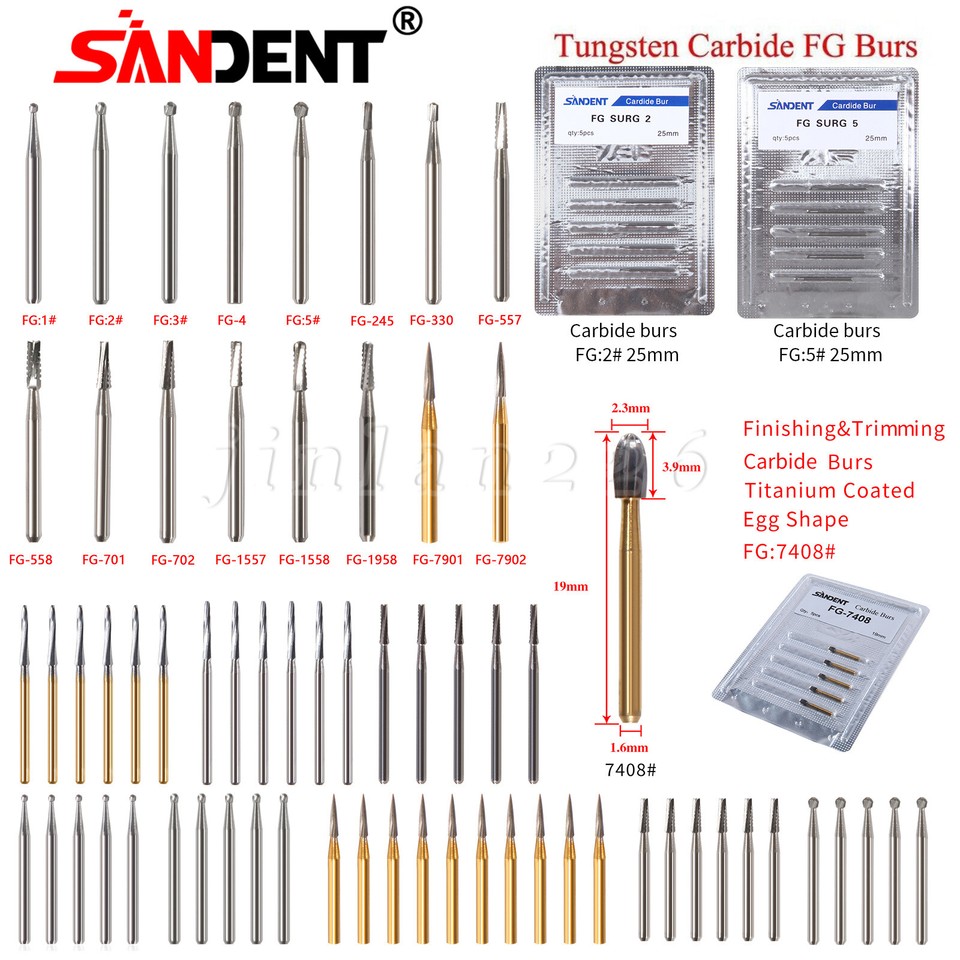 Dental (Surgical) Bur Round Long 1 2 3 4 5 557 19mm 25mm Carbide Bur ...