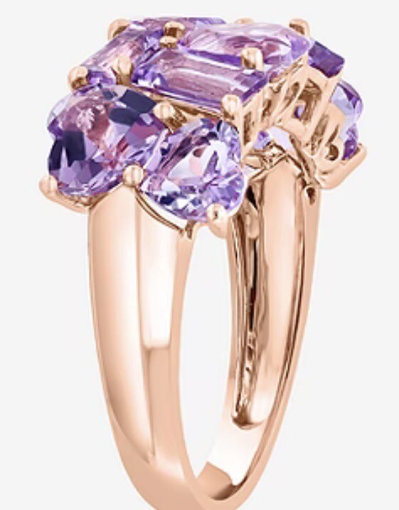 NEW! Effy Amethyst & 14K Rose Gold Ring W Heart Shapes/ Gift Box/$2,175 ...