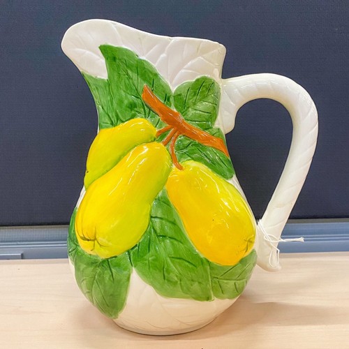 Vintage SHAFFORD Fruit Du Jour Pear Ceramic Water Pitcher Ivory Green ...