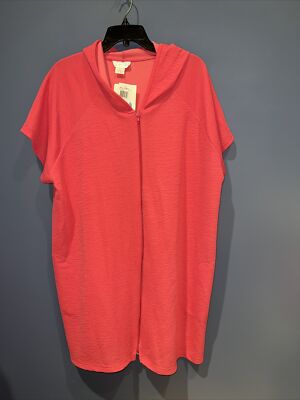 beach belle full zip cover jacket hooded 3X Pink NWT USA Vintage | eBay