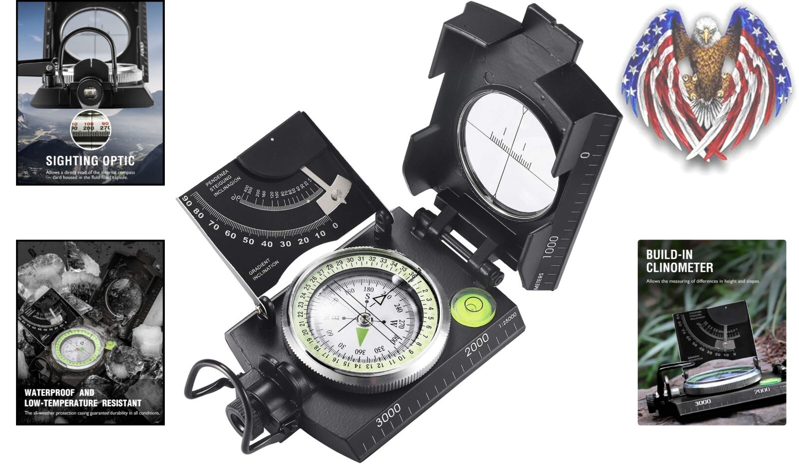 Rugged Military Compass with Clinometer - Waterproof & Impact Resistant ...