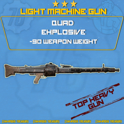 FALLOUT 76 PC QUAD EXPLOSIVE -90% WEAPON WEIGHT LIGHT MACHINE GUN | eBay
