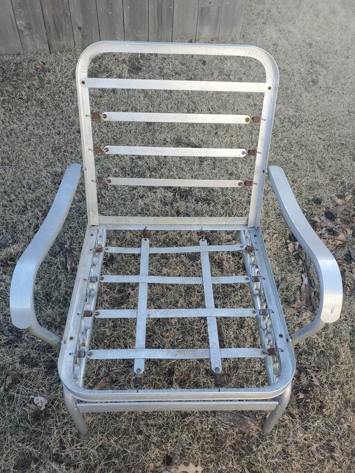 Vintage MCM Aluminum Patio Pool Chair Bunting? Unusual Design | eBay