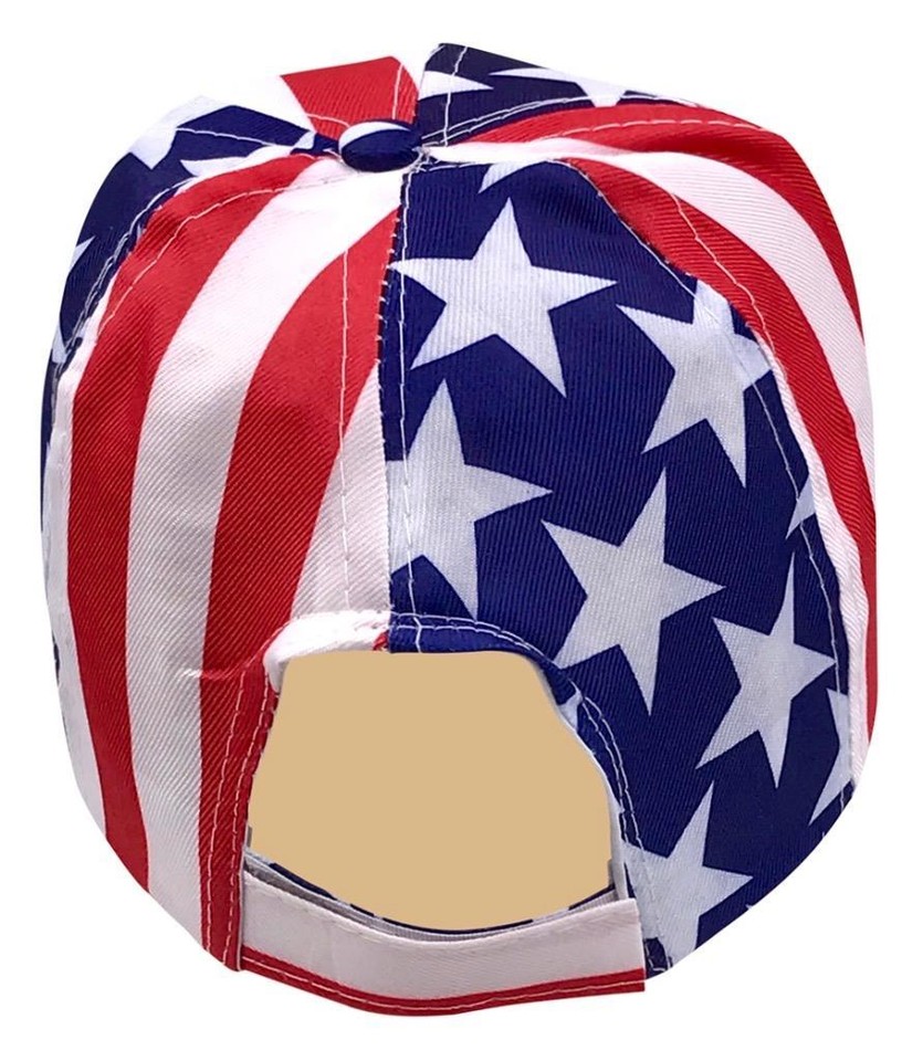 6 Pack USA Flag Patriotic Ball Caps 100% Polyester Old Glory 3¾" Bill ...