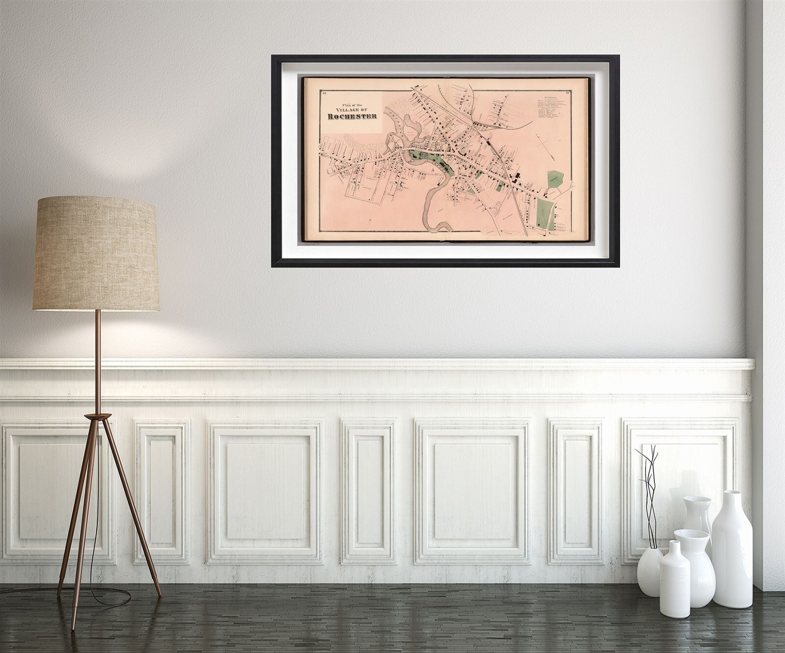 1871 Map|County Atlas Rochester, Strafford County N.H|Historic Antique ...