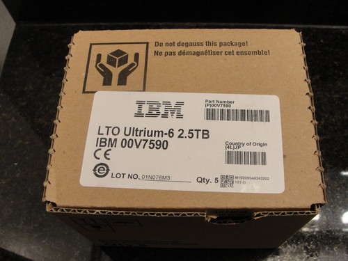 BOX of 5 IBM 00V7590 LTO Ultrium 6 2.5TB with Case Data Cartridge ...