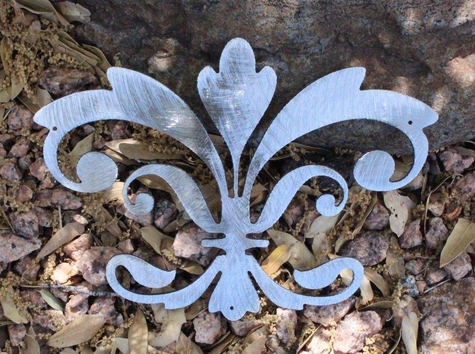 Silver Fleur De Lis On Wall Western Rustic Silver Tuscany Scrollwork