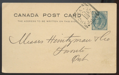 🍁PETROLEA, ONT. NO 11 1898 nice Squared Circle stat card Canada | eBay