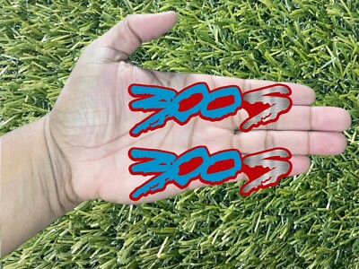 300 S Drip Car Emblem Badges Custom Racing Aggressive Light Blue on Red ...
