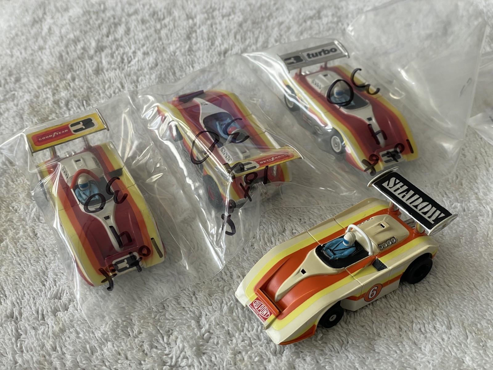 4 Custom Aurora AFX G-Plus HO Slot Car #1744 SHADOW CAN AM (Good Year ...