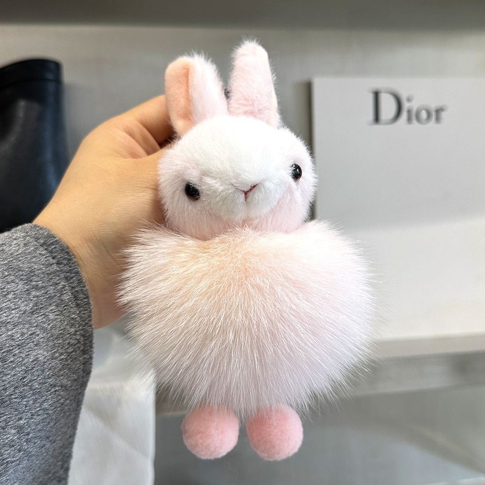 Cute Fluffy Bunny Keychain Bag Charm Plush Toy Pastel Colors Stress ...